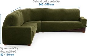 Super strečové potahy NIAGARA zelená rohová sedačka (š. 340 - 540 cm)