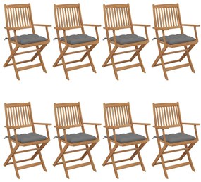 Skládací zahradní židle s poduškami 8 ks masivní akácie,  3074983
