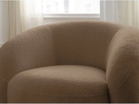 Hnědé otočné křeslo z textilie bouclé Elina – Bobochic Paris