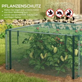 Outsunny Zahradní síť 1,25 x 1,25 m, Stan na ochranu rostlin se zipem, Ochranná síť proti hmyzu, Zelená síť na zeleninu odolná vůči větru, Ochranná s…