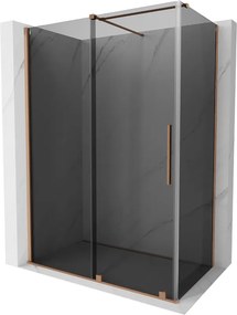 Mexen Velar, sprchový kout s posuvnými dveřmi 140 x 85 cm, 8mm šedé sklo, měděná matná, 871-140-085-41-65