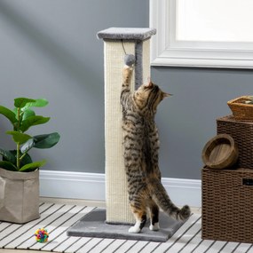 PawHut Škrabací Sloup, 81cm Škrabací Sloupec, Sisalový Kočičí Škrabací Strom s Hracím Míčkem, Kočičí Škrabací Nábytek pro Kočky do 5 kg, Vnitřní, Šed…