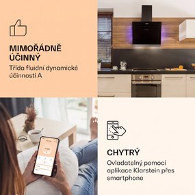 Klarstein Aurora 60 Smart, digestoř, 60 cm, komínová, 585 m³/h, LED podsvícení, A++, bílá