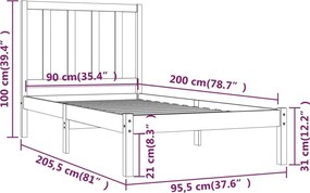 vidaXL Rám postele masivní borovice 90 x 200 cm [3105145] Barva: Bílá