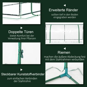 Outsunny Skleník Skleník s dveřmi 200x100x80cm, chladicí rám z oceli a PVC pro pěstování rostlin a zahradu | Aosom.de