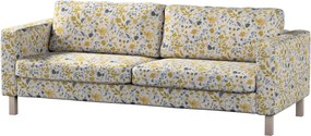 Potah na pohovku IKEA  Karlstad 3-místná, nerozkládací, krátký barva žlutá látka pletený vzor, vzorované