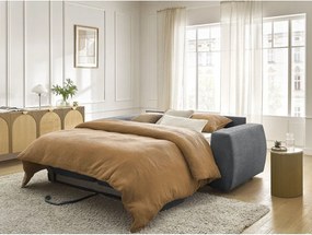 Tmavě šedá žinylková pohovka na každodenní spaní/rozkládací 220 cm Hugo – Bobochic Paris