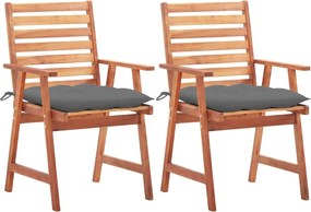 vidaXL Zahradní jídelní židle 2 ks s poduškami masivní akáciové dřevo [3064338] Barva: Šedá