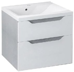 Sapho Wave - Umyvadlová skříňka 600x650x480 mm, 2 zásuvky, bílá/dub stříbrný WA060-3011