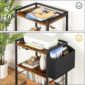 Pojízdný kancelářský regál Vasagle Celest 52 cm hnědý/černý