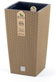 PROSPERPLAST Květináč - RATO SQUARE Eco Wood Rozměr: 24x24 cm, Barva: kávová