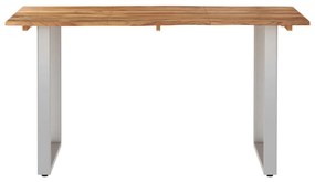 Jídelní stůl Woomera - masivní akáciové dřevo - 140x70x76 cm | stříbrný