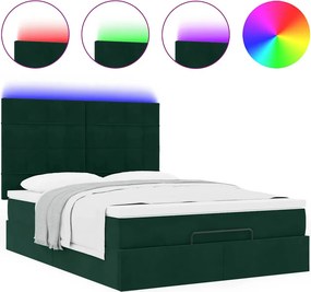 Osmanský rám postele s matracemi tmavě zelená 140x200cm samet 3314327