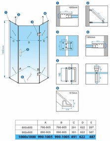 BPS-koupelny Pětiúhelníkový sprchový kout HYD-PK10C 100x100 cm chrom/transparent + vanička HYD-PSV-ST08C černá