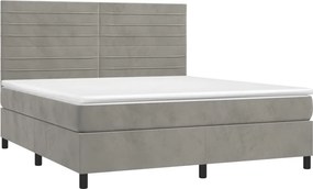 Box spring postel s matrací a LED světle šedá 160x200 cm samet 3136191