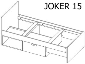 JOKER | jednolůžko postel 15 | 90x200 cm | bílá/grafit/šedá/lefkas světlý