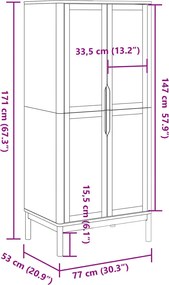 vidaXL Šatní skříň FLORO 77 x 53 x 171 cm masivní borovice [374006] Barva: Bílá