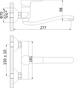 Bruckner Baron Eco dřezová baterie nástěnná 3,8 l/min 150 mm chrom 612.015.11