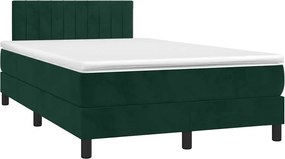 Box spring postel s matrací a LED tmavě zelená 120x190 cm samet 3270168