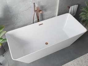 Mexen Velo Slim volně stojící vana 170 x 75 cm, bílá, přepad kartáčovaná měď - 52811707500-65