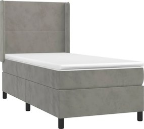 Box spring postel s matrací světle šedá 100x200 cm samet 3132543