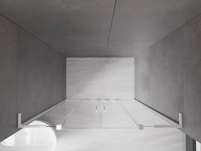 Mexen Velar L Duo, posuvné sprchové dveře do otvoru 150 cm, 8mm čiré sklo, bílá matná, 871-150-003-02-20