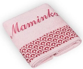 Bellatex Froté ručník krajka s výšivkou MAMINKA 50x100 cm Maminka Růžová