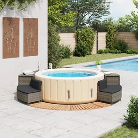 vidaXL Obruba k vířivce polyratan a masivní akáciové dřevo [3270635] Barva: Šedá