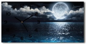 Wallmuralia Skleněné hodiny na stěnu Měsíc v úplňku 60x30 cm