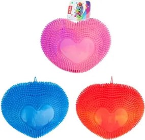 TEDDIES Antistresový mačkací míček srdce chlupatý duhový 18 cm / 3 bar