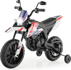 Costway Elektrická dětská motorka Aprilia s tréninkovými koly a hudbou a – bílý