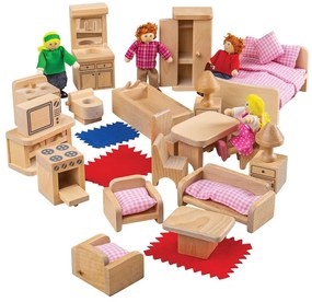 Bigjigs Toys Sada nábytku do domečku a postaviček rodiny