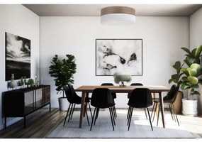 Stropní svítidlo Wood, 1x hnědá ořechová dýha/bílé plastové stínítko, (bílé plexisklo), (fi 40cm)