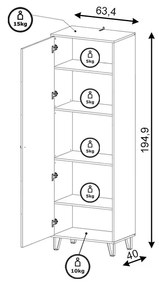 Předsíňová skříň Bilbao 63,4 cm dub Craft Tobacco/grafit