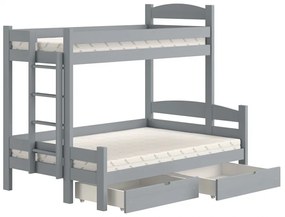postel patrová s zásuvkami Lovic levá - šedý, 90x200/120x200