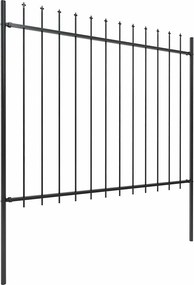 Zahradní plot s kopím nahoře ocelový 1005 x 150 cm černý 277634