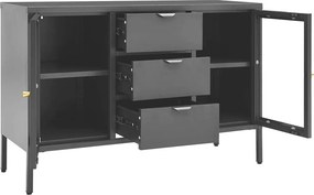 Příborník antracitový 105 x 35 x 70 cm ocel a tvrzené sklo 336078