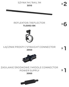 Zuma Line 3028 - Bodové svítidlo v lištovém systému MASTER 6xGU10/10W/230V černá