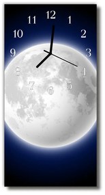 Skleněné hodiny vertikální Vesmír, Měsíc, barevný vesmír 30x60 cm