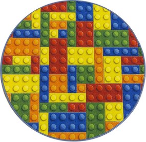 Kulatý dětský koberec Kostky Lego Rozměr: průměr 100 cm