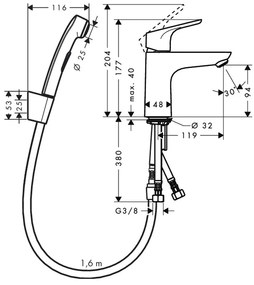 Hansgrohe Focus - Bidetta sada, ruční sprcha 1jet, páková umyvadlová baterie, chrom 31927000