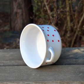 Keramická miska na polévku s puntíky bílá 560ml