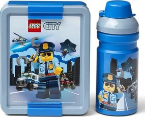 OEM Box svačinový 20 x 17,3 x 7,1 cm + láhev 390 ml, PP + silikon LEGO CITY sada 2díl. [7820934]