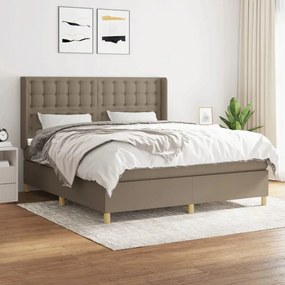 Box Spring Postel S Matrací Textil Taupe tlačítka 160 x 200 cm