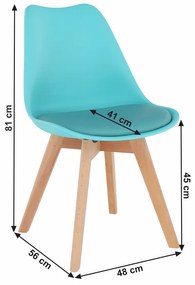 Jídelní židle BALI 2 new, plast a ekokůže mentolová, podnož buk