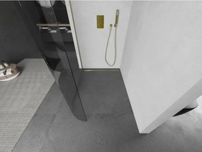 Mexen Kioto L, sprchová zástěna Walk-In 90 x 200 cm, 8mm čiré sklo, zlatý matný profil, 800-090-103-55-06