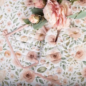 Bílý bavlněný ubrus s růžemi Soft Romantic Blush - 100*100 cm
