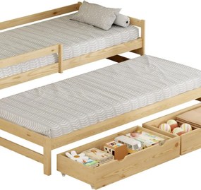 Postel s přistýlkou a úložným prostorem, 90x200, přírodní, ELARA Kondela 0000412691
