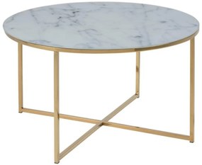 Scandi Bílo-zlatý skleněný konferenční stolek Venice 80 cm