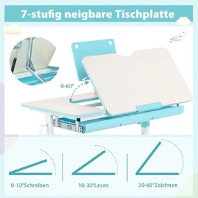 Costway Výškově nastavitelný dětský psací stůl se sklopnou deskou a stojanem